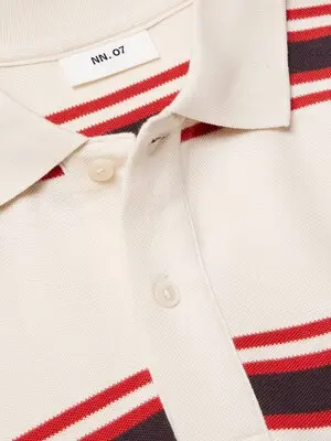 Nn07 Valentin 30047 Striped Organic Cotton-piqué Polo Shirt - Red