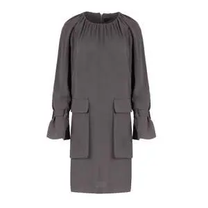 CONQUISTA Dark Pocket Detail Tencel Dress - Grey