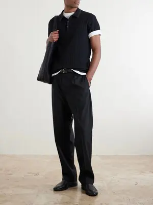 Rag & Bone Harvey Ribbed Cotton-blend Polo Shirt