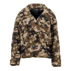 CONQUISTA Print Faux Fur Jacket