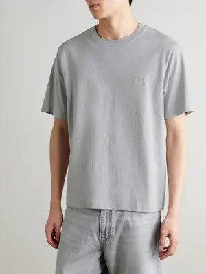 Nn07 Jett 30026 Embroidered Organic Cotton-jersey T-shirt - Gray