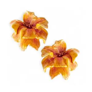 SUNSET MAGIC STUDIO Therresa Big Floral Dimensional Earrings - Orange