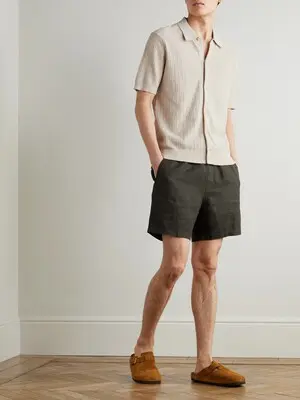 Nn07 Nolan 6695 Textured-knit Organic Cotton Shirt - Neutrals