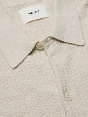 Nn07 Nolan 6695 Textured-knit Organic Cotton Shirt - Neutrals