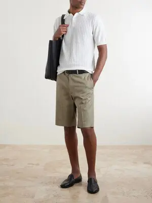 DE PETRILLO Straight-leg Cotton-blend Twill Shorts