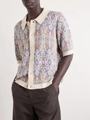CORRIDOR Jacquard-knitted Cotton Shirt - Neutrals