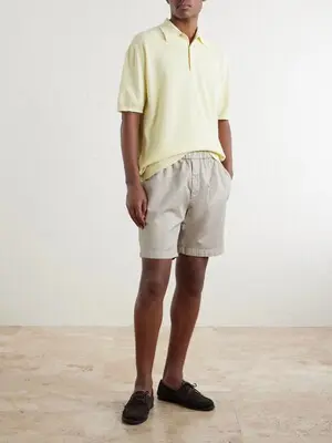 Boglioli Straight-leg Cotton-blend Twill Shorts - Neutrals