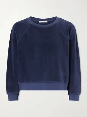 Suzie Kondi Cropped Cotton-blend Terry Sweater - Blue