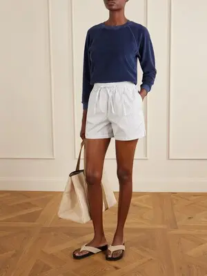 Suzie Kondi Cropped Cotton-blend Terry Sweater - Blue