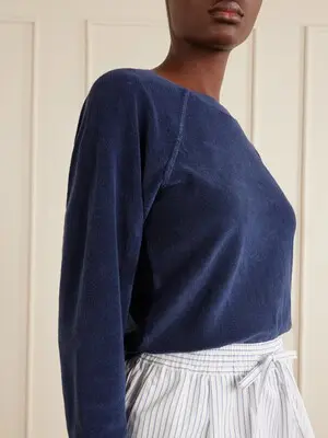 Suzie Kondi Cropped Cotton-blend Terry Sweater - Blue