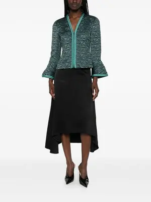 Emporio Armani Textured Ruffled Sleeve Zip-up Jacket