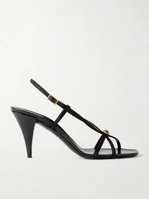 Versace Satin Medusa Embellished Stiletto Sandals