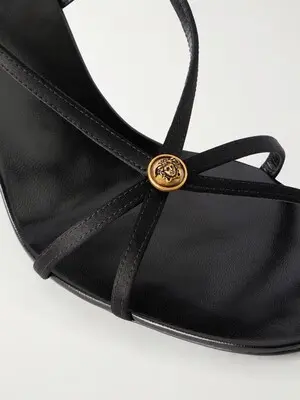 Versace Satin Medusa Embellished Stiletto Sandals