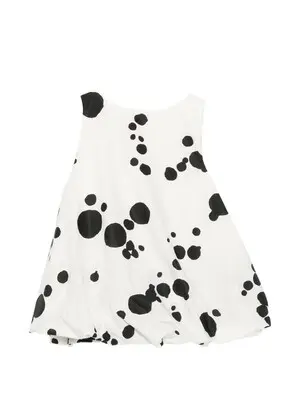 Apuntob Sleeveless Printed Cotton Blouse With Bubble Hem - Black