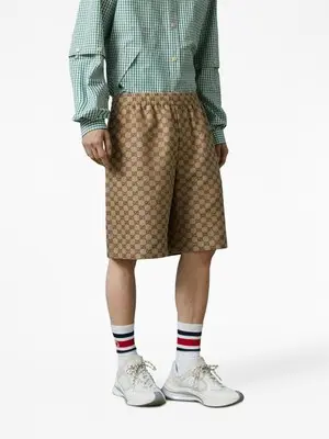 Gucci Gg Supreme Linen Shorts - Beige