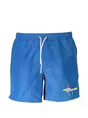 Karl Lagerfeld Logo Print Drawstring Swim Shorts - Blue