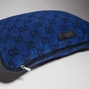 Gucci Gg Cotton Rectangular Cushion - Blue
