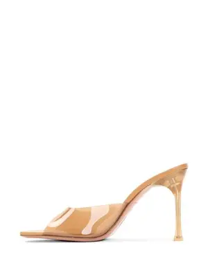 Amina Muaddi Alexa High Heel Mules - Beige