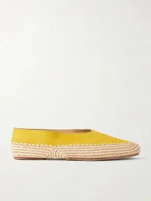 Gabriela Hearst Gabriela Hearst "Strength" Suede And Raffia Ballet Flats Yellow