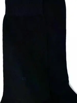Zegna Mid-calf Socks With Embroidered Logo - Blue