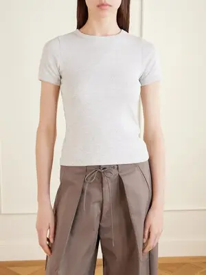 FLORE FLORE Ribbed Organic Cotton T-shirt - Gray