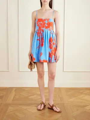 Cara Cara Leo" Floral Print Cotton Poplin Midi Dress - Multi