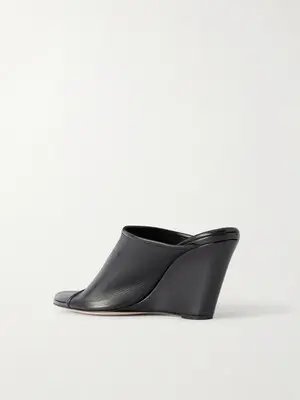 CHRISTEN 75 Stretch Leather Wedge Mules