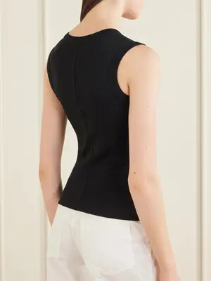 FLORE FLORE Dewi Organic Cotton-jersey V-neck Tank - Black