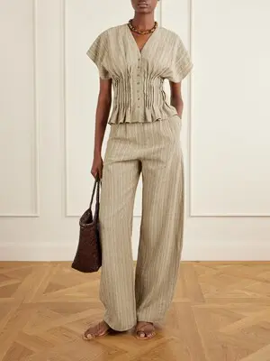 CORTANA Camila Gathered Linen Shirt