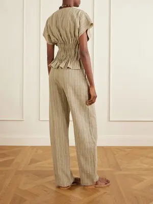 CORTANA Camila Gathered Linen Shirt