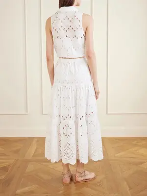 Cara Cara Highland Knotted Embroidered Cotton Blouse - White