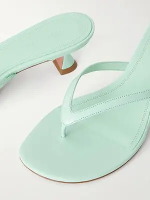 Amina Muaddi Juliette 45 Leather Thong Sandals - Green