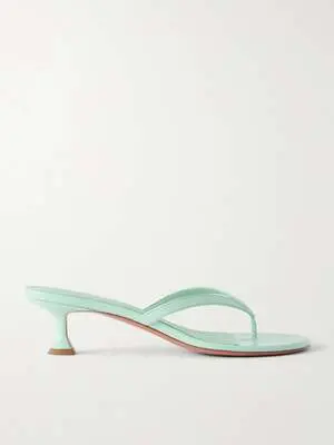 Amina Muaddi Juliette 45 Leather Thong Sandals - Mint