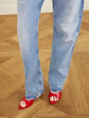 Amina Muaddi Alexa 95 Croc-effect Leather Mules