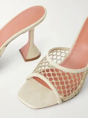 Amina Muaddi Lupita 95 Mesh Suede Sandals