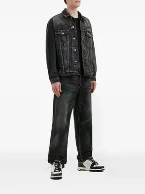 Off-White Arrows-print Washed Denim Jacket - Black
