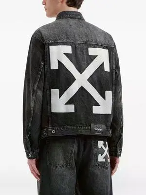 Off-White Arrows-print Washed Denim Jacket - Black