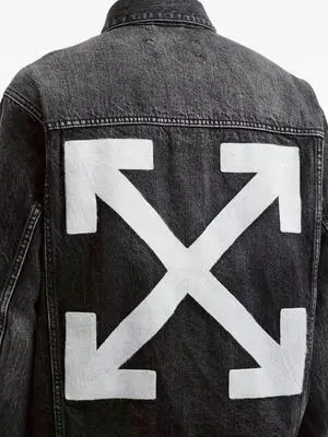 Off-White Arrows-print Washed Denim Jacket - Black