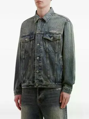 Off-White Arrows-print Washed Denim Jacket