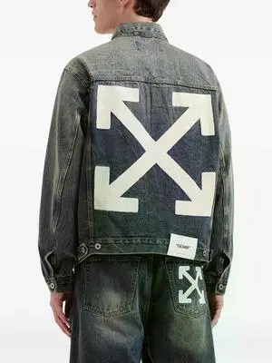 Off-White Arrows-print Washed Denim Jacket