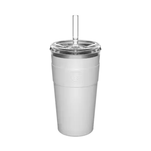 KEEPCUP Cold Cup Thermal With Straw Lid 16oz/454ml Stainless Steel Reusable Coffee Cup - White