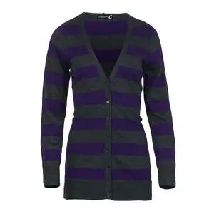 CONQUISTA Striped Wool Blend V-neck Cardigan