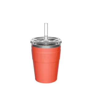 KEEPCUP Cold Cup Thermal With Straw Lid 12oz/340ml Stainless Steel Reusable Coffee Cup Persimmon - Orange