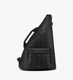 Mcm Aren Sling In Visetos Monogram Canvas - Black
