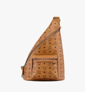 Mcm Aren Sling In Visetos Monogram Canvas - Cognac