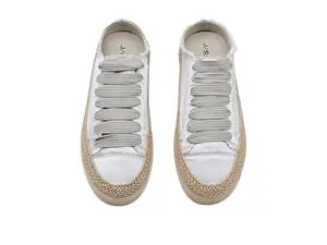 J/SLIDES NYC Henlen Satin Sneakers With Lucite Bottom - White