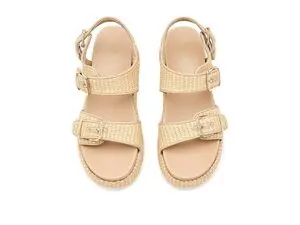 J/SLIDES NYC Brooke Platform Wedge Sandals With Buckle Detailing - Gray