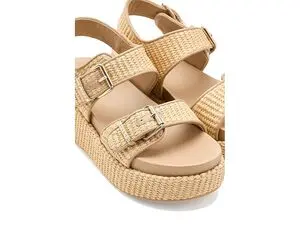 J/SLIDES NYC Brooke Platform Wedge Sandals With Buckle Detailing - Gray