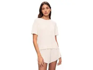 Eberjey Pointelle Short Sleeve Tee Pajama - Bone