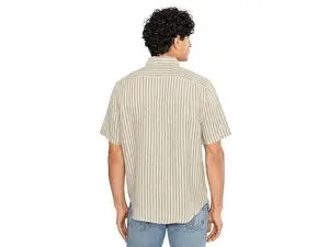 Vince Ballston Stripe Short Sleeve Hemp Shirt Clothing Parchment/coastal Stripe